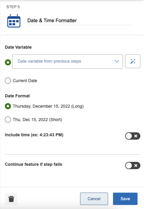 Utilizing the Date & Time Formatter Operation